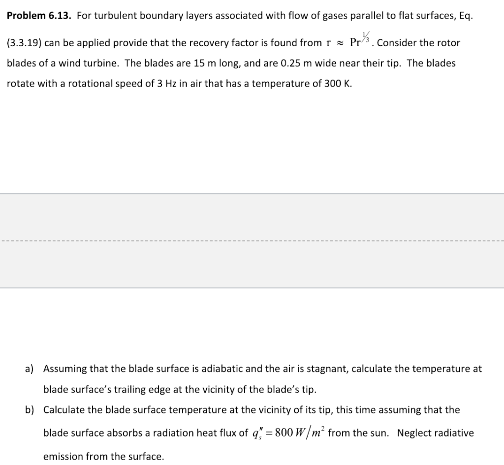 Solved Problem 6.13. For turbulent boundary layers | Chegg.com