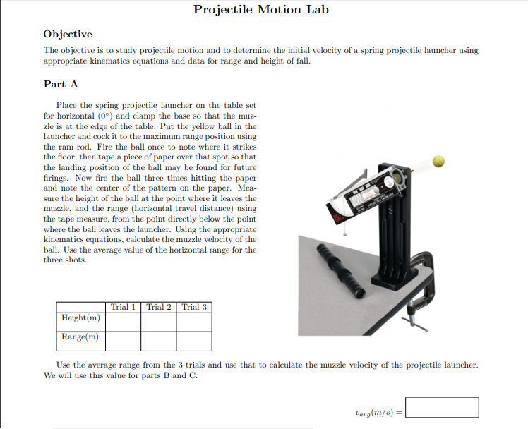 Solved Projectile Motion Lab Objective The objective is to | Chegg.com