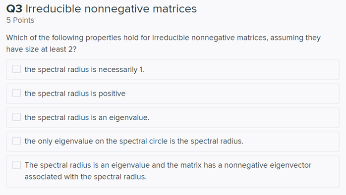 Solved Q2 Row stochastic matrices 5 Points Which of the | Chegg.com