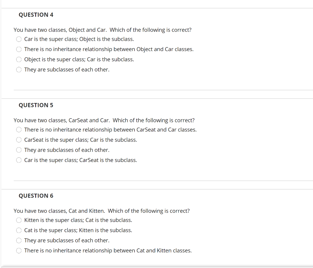 QUESTION 4 You have two classes, Object and Car. | Chegg.com