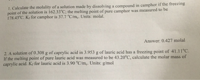 Solved Calculate the molality of a solution made by | Chegg.com
