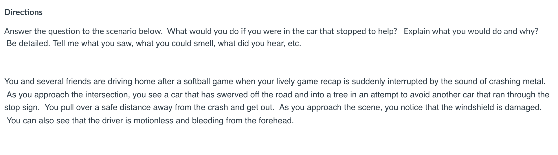 Solved Directions Answer the question to the scenario below. | Chegg.com