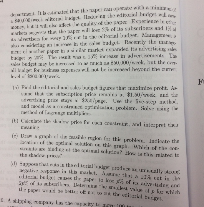 Solved 'Reconsider the newspaper problem of Exercise 7, but | Chegg.com