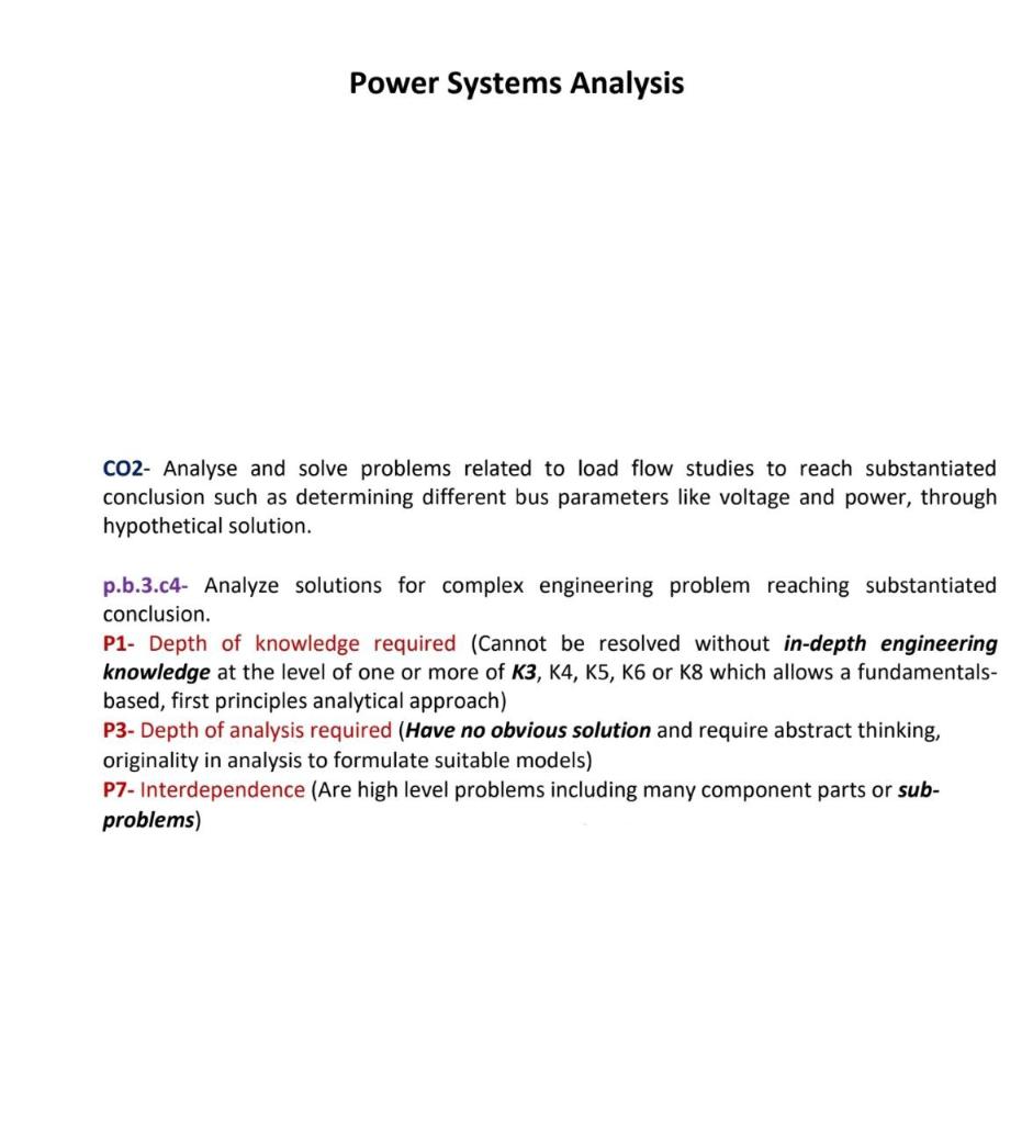 Solved Power Systems Analysis CO2- Analyse and solve | Chegg.com