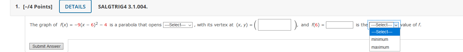 Solved 1. [-14 Points] DETAILS SALGTRIG4 3.1.004. The graph | Chegg.com