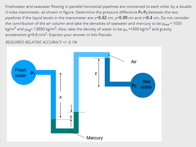 Solved Freshwater and seawater flowing in parallel | Chegg.com