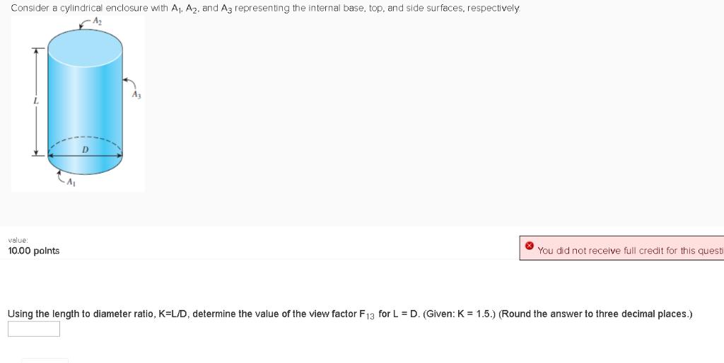Solved Consider a cylindrical enclosure with A1. A2. and A3 | Chegg.com