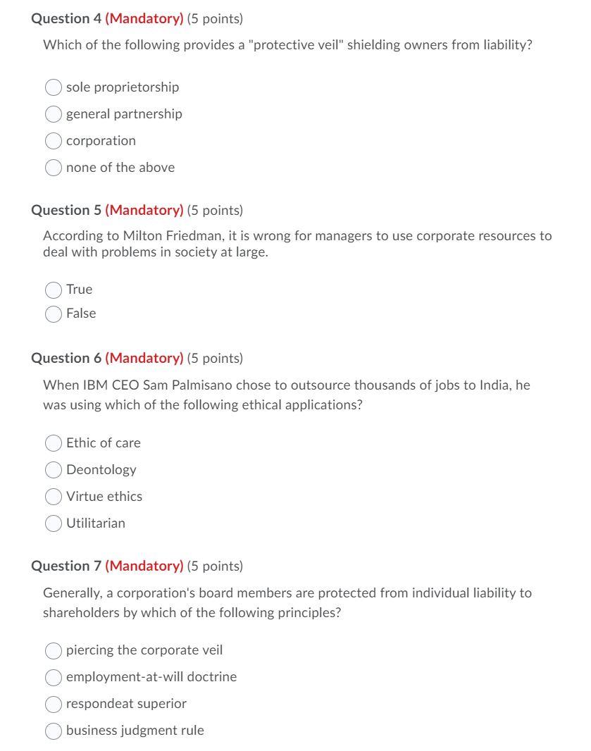 Solved Question 4 Mandatory 5 Points Which Of The