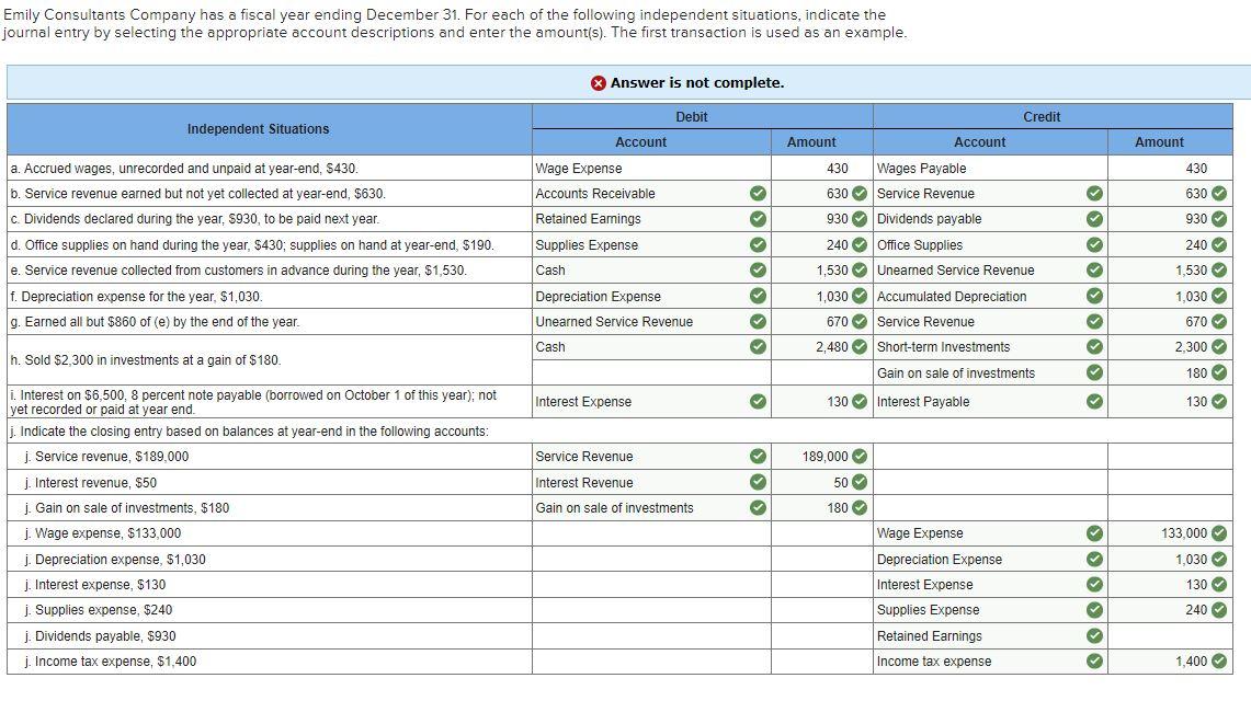 Solved Emily Consultants Company has a fiscal year ending | Chegg.com