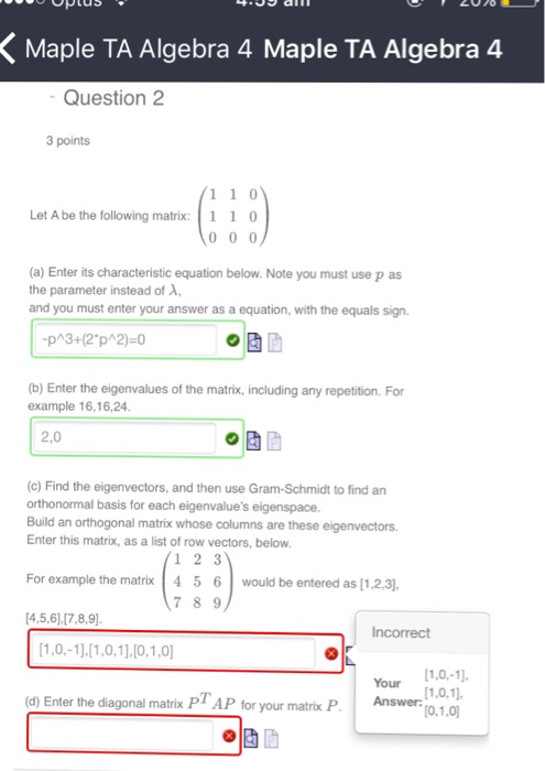 Solved Maple TA Algebra 4 Maple TA Algebra 4 Question 2 3 | Chegg.com