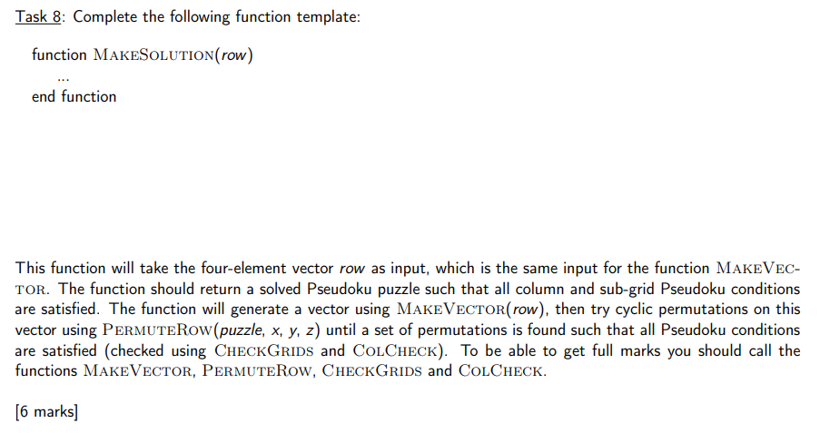 Solved Task 8: Complete the following function template: | Chegg.com