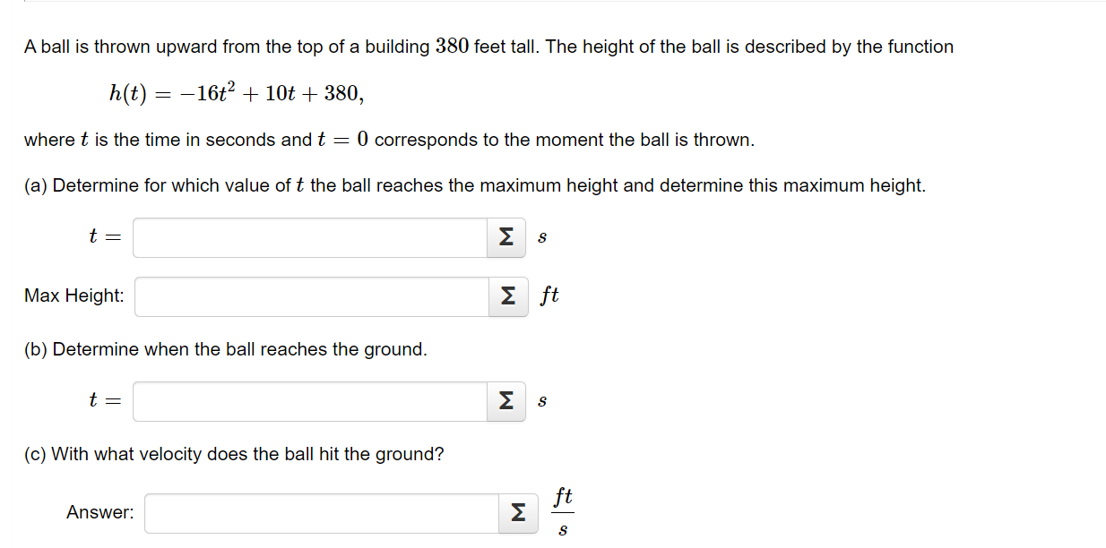 Solved A ball is thrown upward from the top of a building | Chegg.com