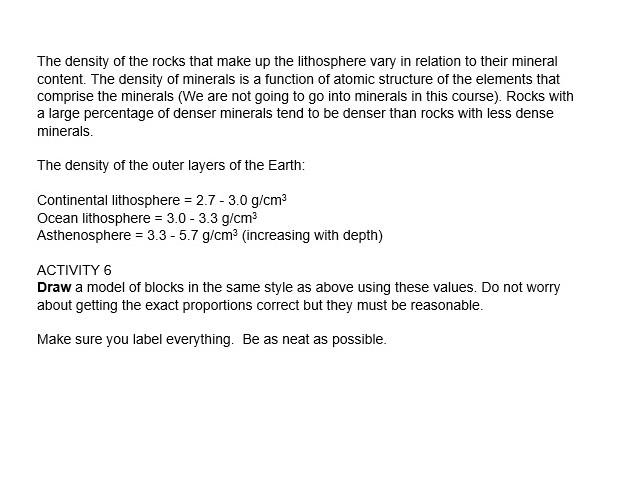Solved The density of the rocks that make up the lithosphere | Chegg.com