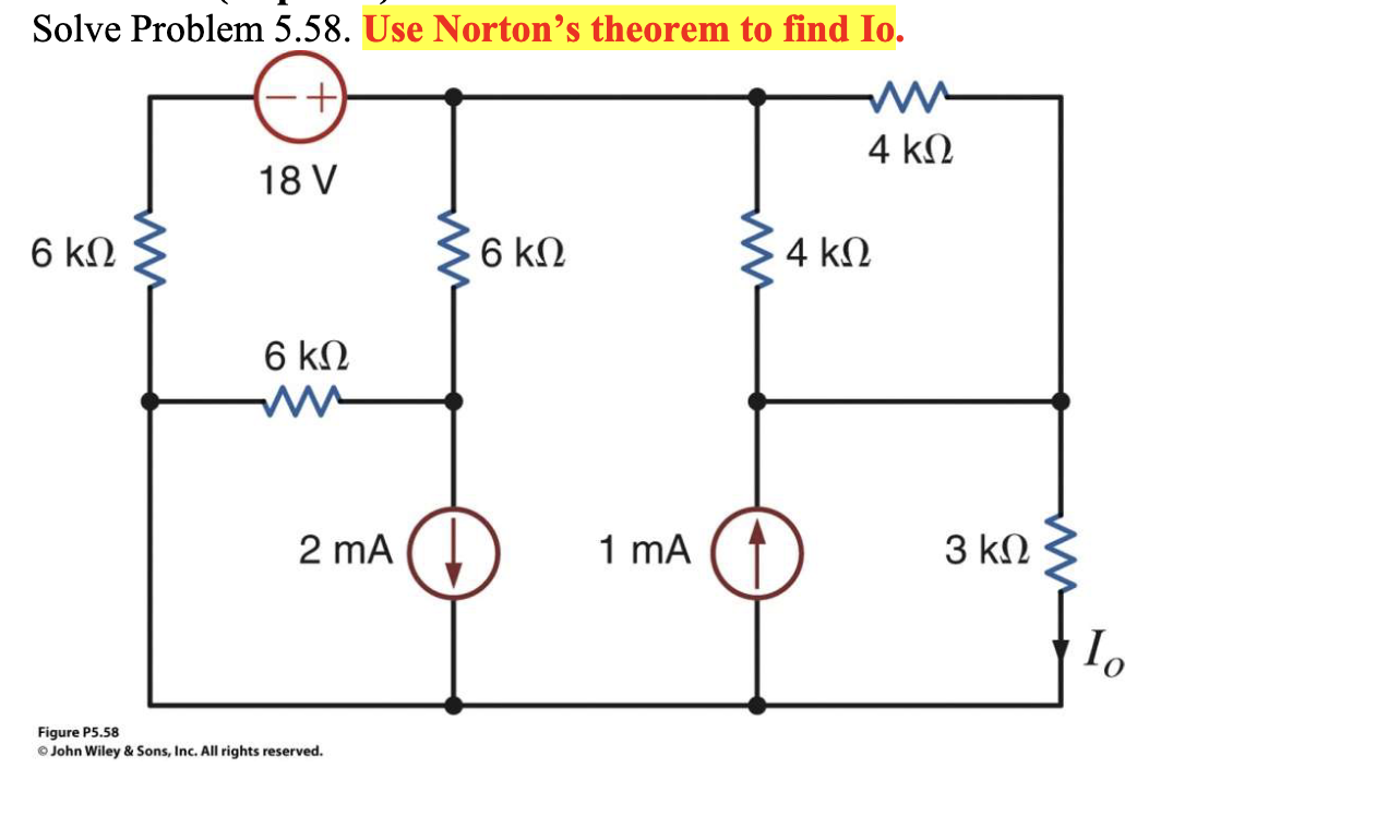 Solved Solve Problem 5.58. Use Norton's theorem to find Io. | Chegg.com