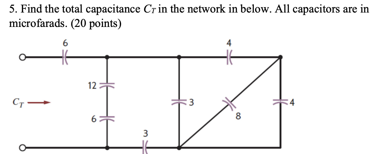 Solved 5. Find the total capacitance CT in the network in | Chegg.com