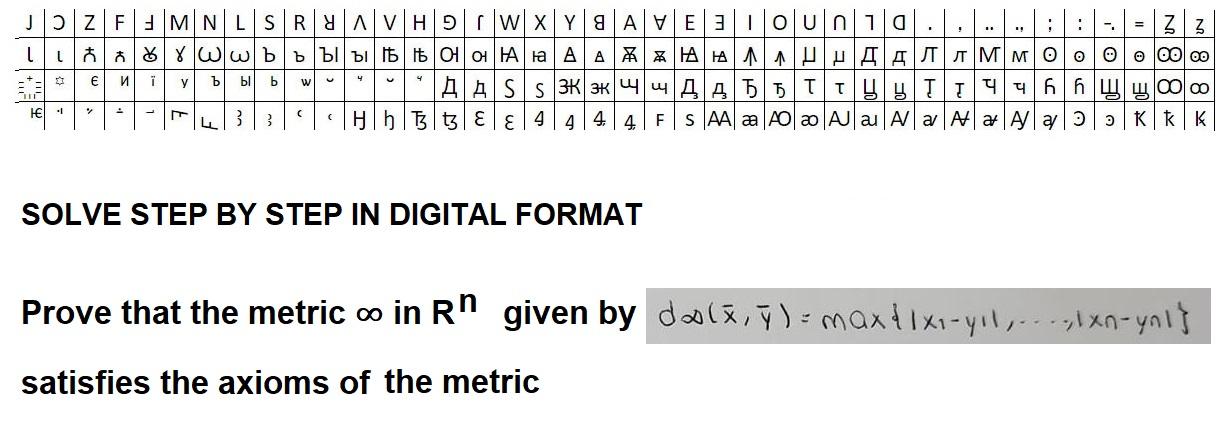 Solved Prove that the metric ∞ in Rn given by | Chegg.com