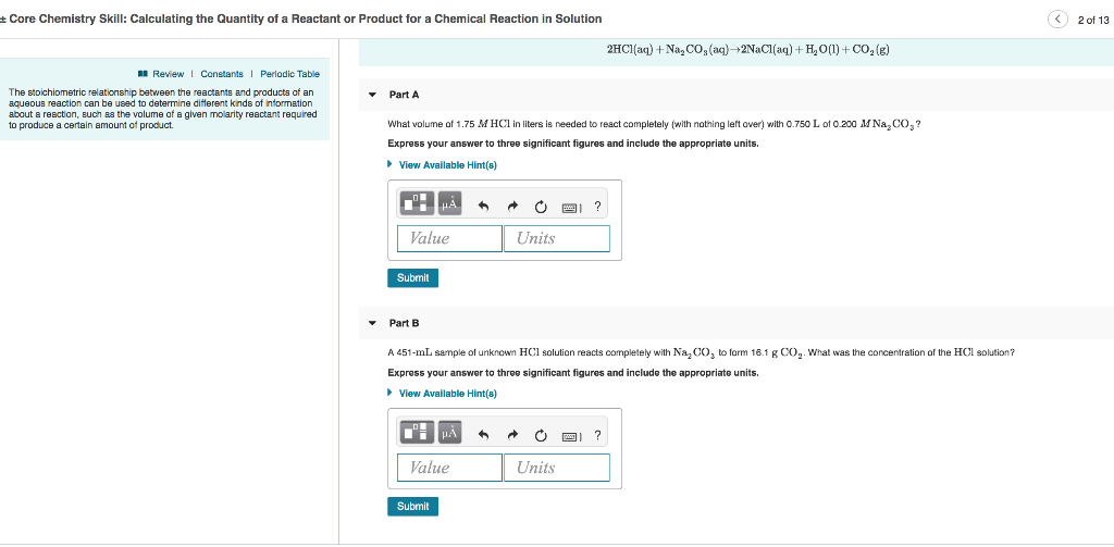 Solved Core Chemistry Skill: Calculating the Quantity of a | Chegg.com