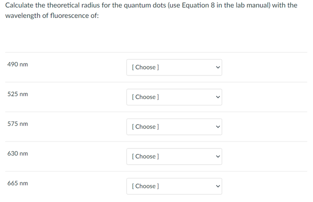 Solved Calculate the theoretical radius for the quantum dots | Chegg.com