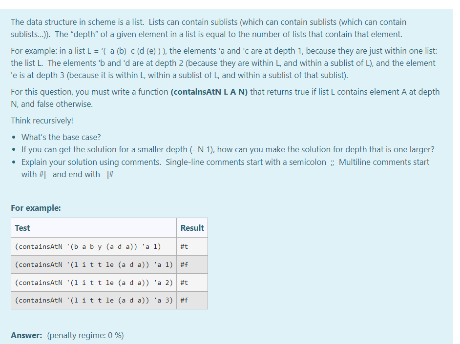 Solved The data structure in scheme is a list. Lists can | Chegg.com
