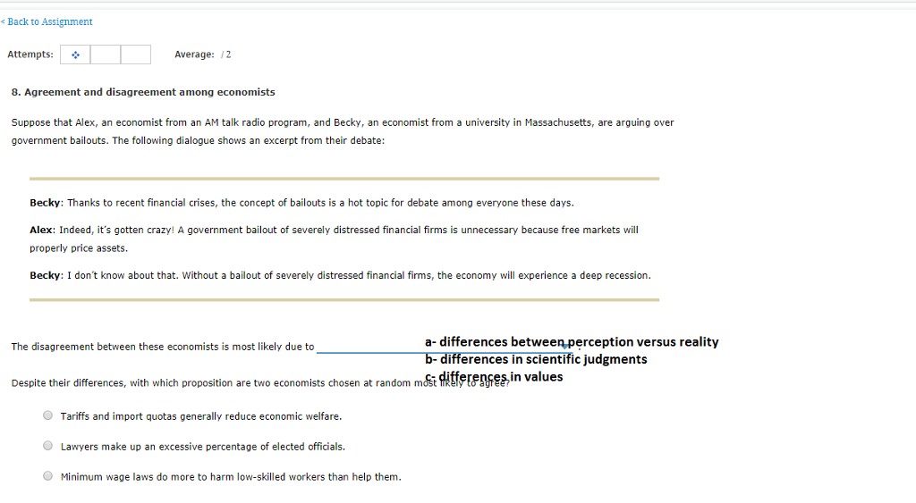 Solved Back to Assignment Attempts: Average: 8. Agreement | Chegg.com