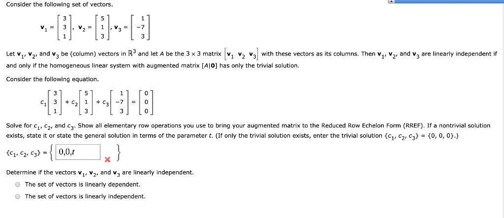 Solved Consider the following set of vectors. VS V2 = Let V, | Chegg.com