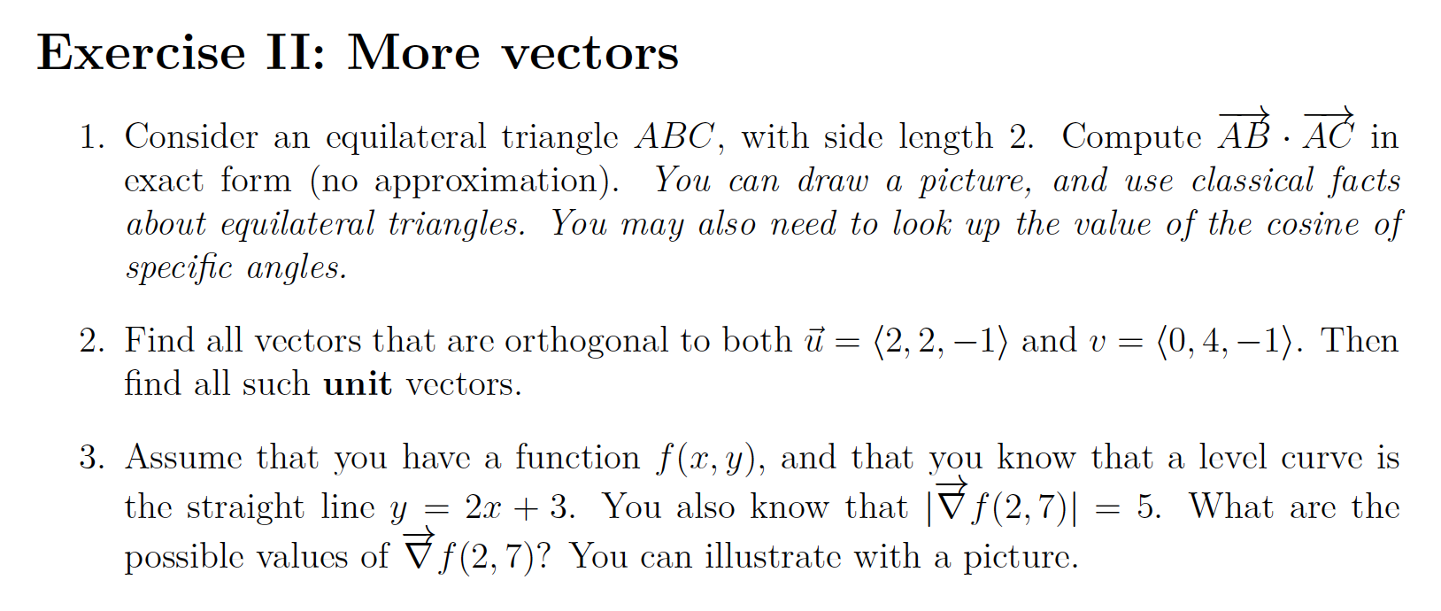 Solved Exercise II: More vectors 1. Consider an equilateral | Chegg.com