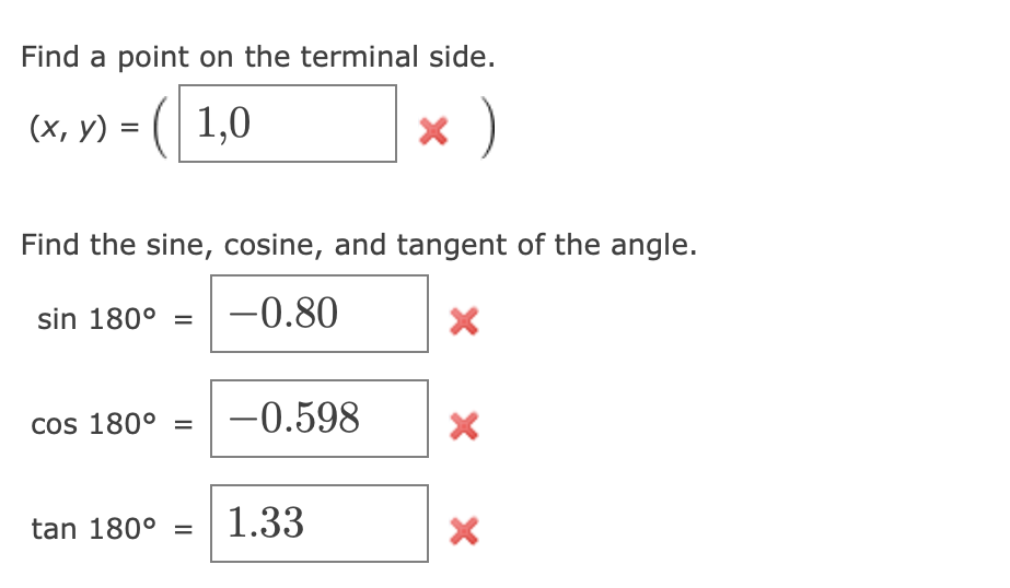 Find a point on the terminal side. (x,y)=() Find the | Chegg.com