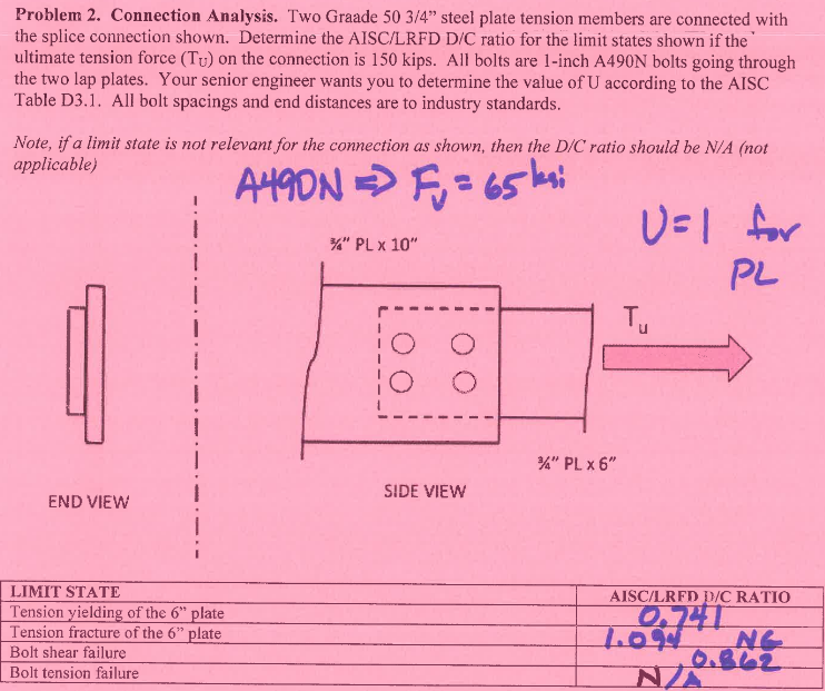 Problem 2. Connection Analysis. Two Graade 50 3/4" | Chegg.com