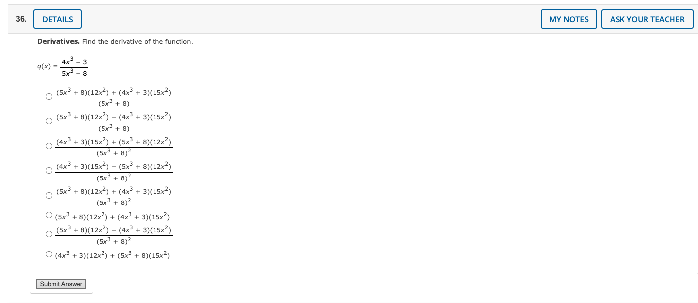 Solved Derivatives. Find the derivative of the function. | Chegg.com