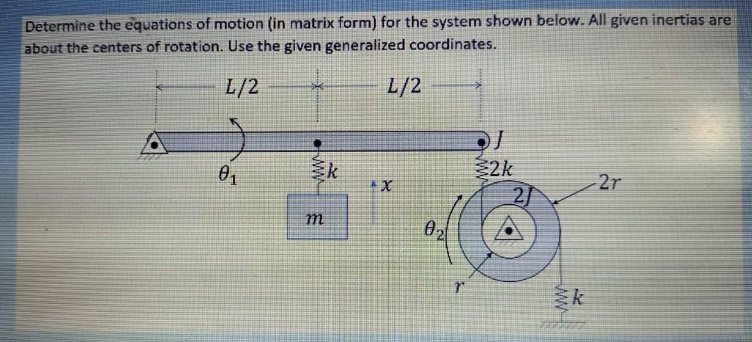 Solved Determine the equations of motion (in matrix form) | Chegg.com