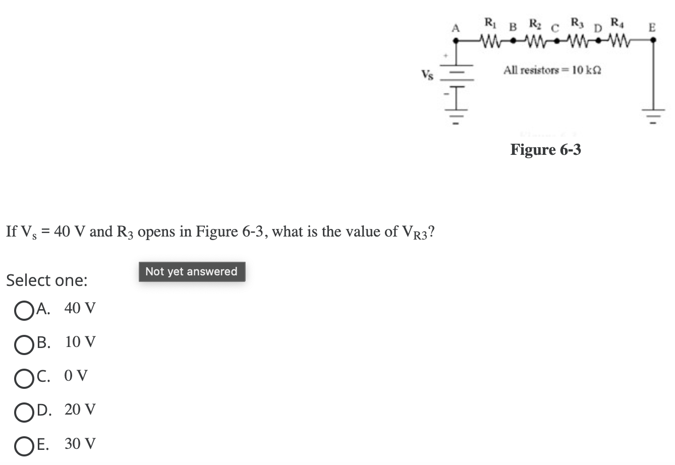 Solved If Vs=40 V and R3 opens in Figure 6-3, what is the | Chegg.com