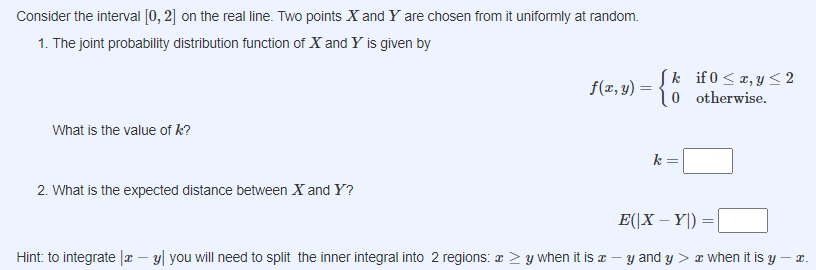 Solved Consider the interval [0, 2] on the real line. Two | Chegg.com