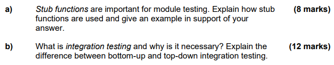 Solved a) Stub functions are important for module testing. | Chegg.com