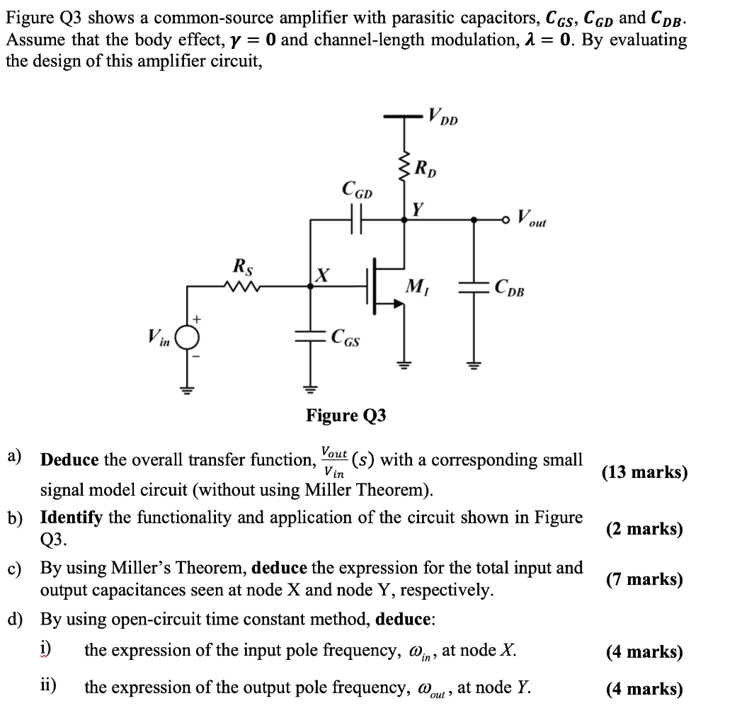 Figure Q3 shows a common-source amplifier with | Chegg.com