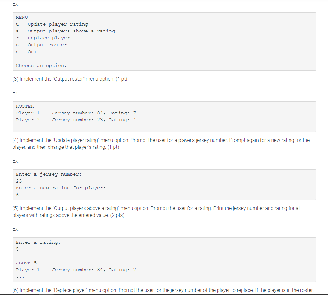 Solved 5.29 LAB*: Program: Soccer team roster This program | Chegg.com