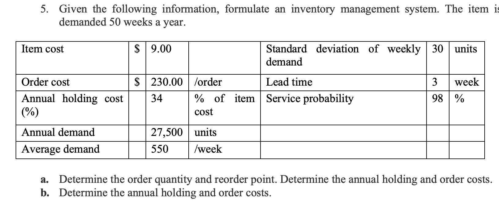 Solved 5. Given the following information, formulate an | Chegg.com