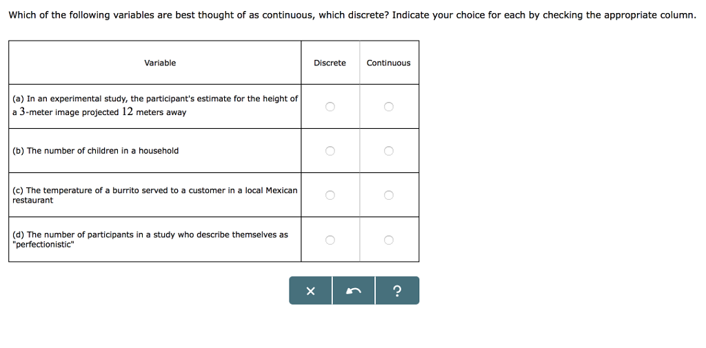 Solved Which of the following variables are best thought of | Chegg.com