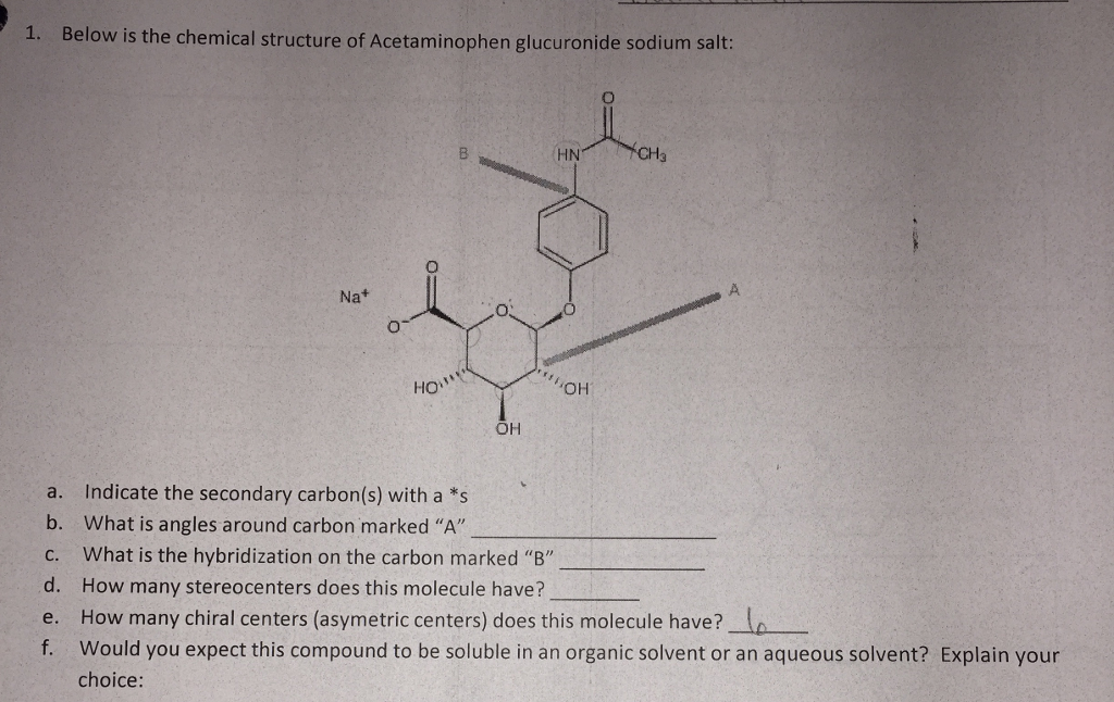 Solved 1. Below is the chemical structure of Acetaminophen | Chegg.com