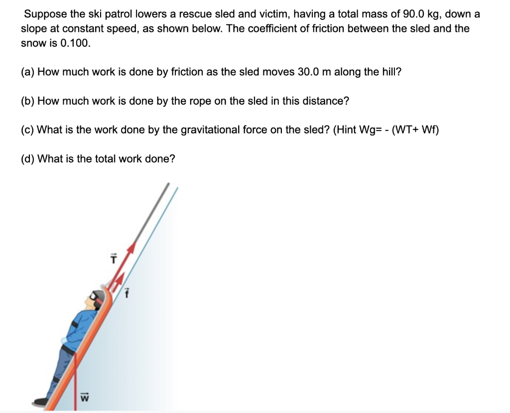 Solved Suppose the ski patrol lowers a rescue sled and | Chegg.com