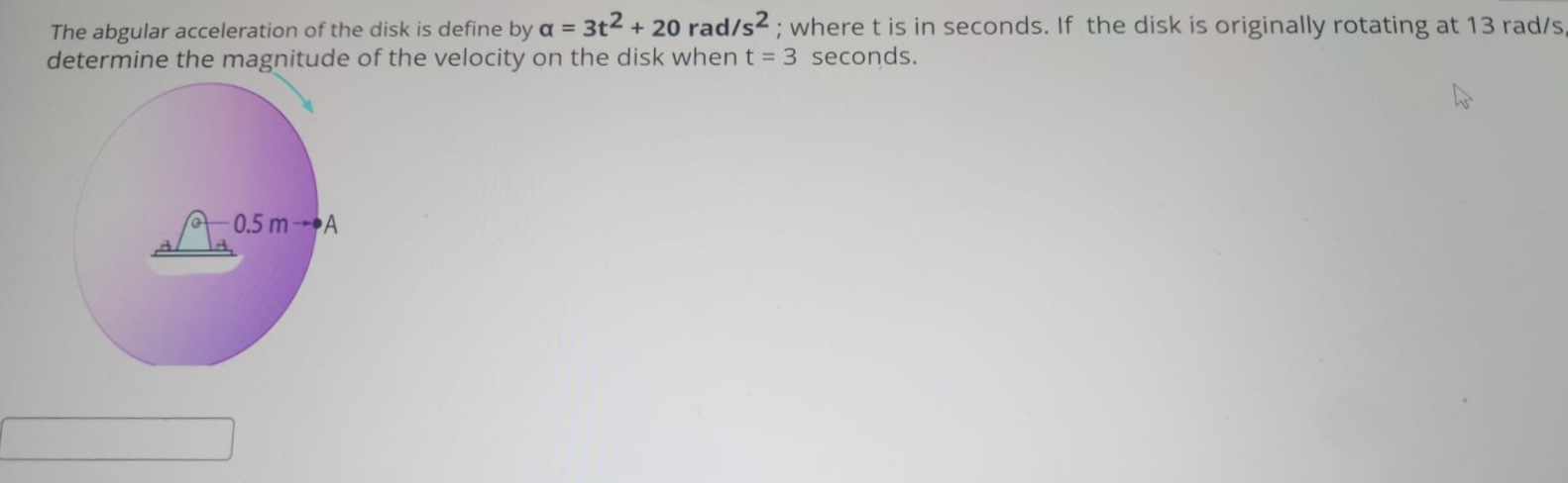 Solved The angular acceleration of ﻿the disk is ﻿defined | Chegg.com