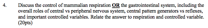Solved Explain the control of mammalian respiration and | Chegg.com