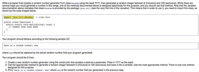 Solved import java.util.Random; public class Exercise5 | Chegg.com