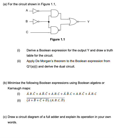 Solved (a) For the circuit shown in Figure 1.1, (i) Derive a | Chegg.com