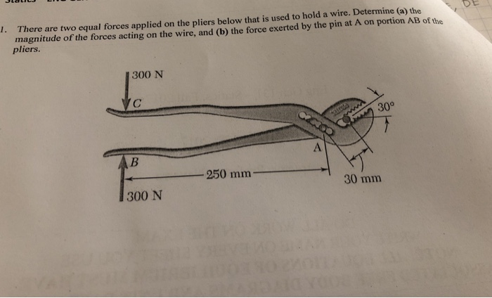 Solved I. There are two equal forces applied on the pliers | Chegg.com