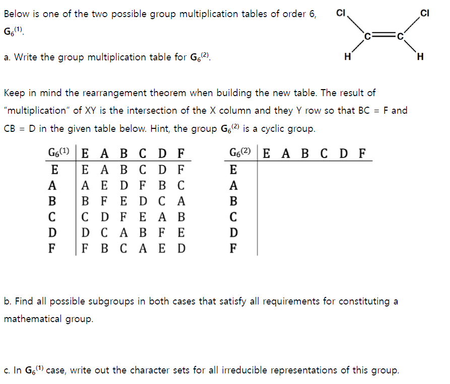 Solved Below is one of the two possible group multiplication | Chegg.com