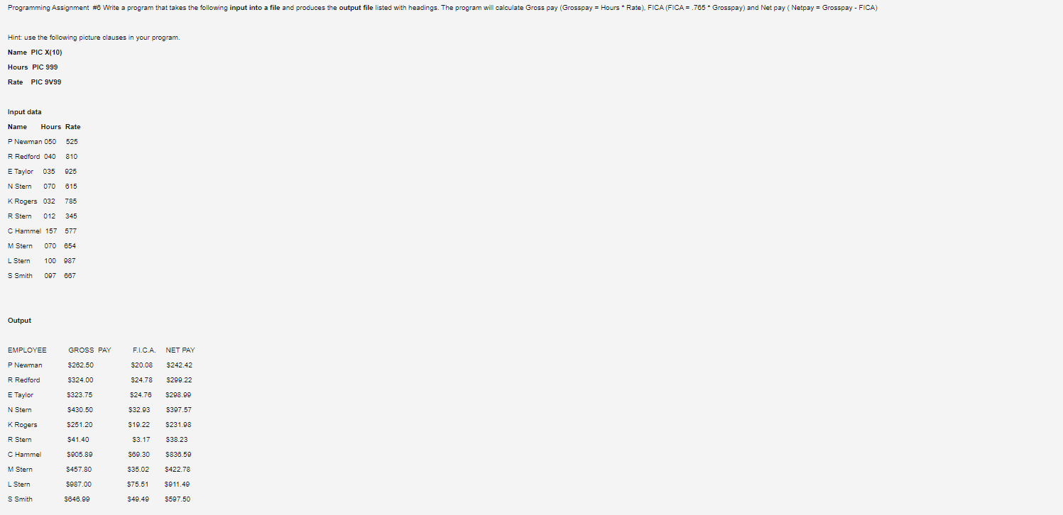 Create a program in COBOL by using these directions | Chegg.com
