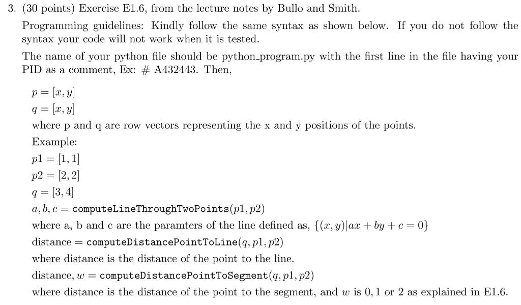 3. (30 points) Exercise E1.6, from the lecture notes | Chegg.com