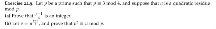 Solved Exercise 22.9. Let p be a prime such that p 3 mod 4, | Chegg.com