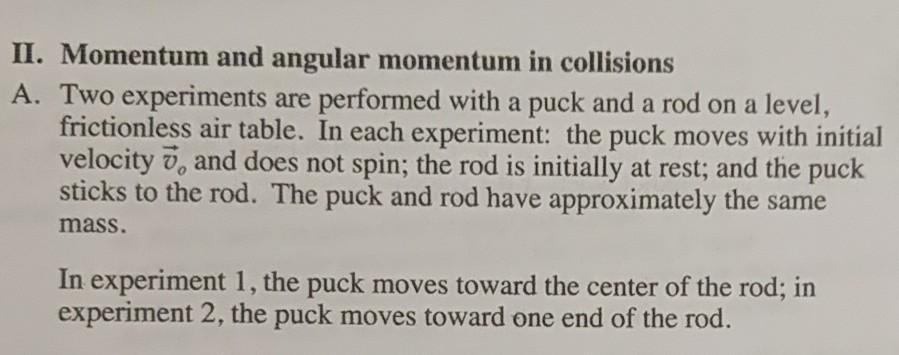 Solved II. Momentum and angular momentum in collisions A. | Chegg.com