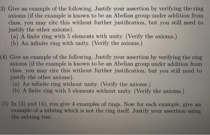 Solved 3) Give an example of the following. Justify your | Chegg.com
